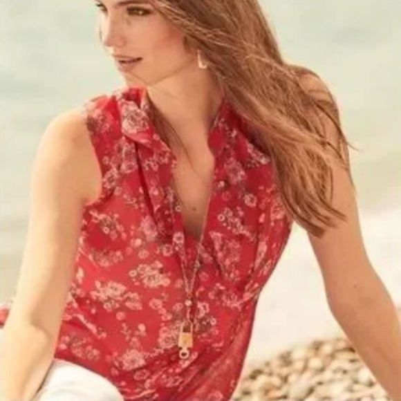 CAbi | Tops | Cabi 529 Crushred Floral Chiffon Tank Top Blouse Womens ...